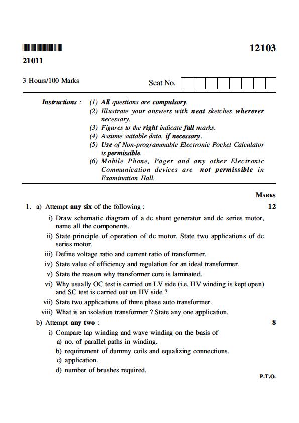 Maharashtra State Board of Technical Education MSBTE Question paper for ... Maharashtra State Board of Technical Education MSBTE Question paper for ...
