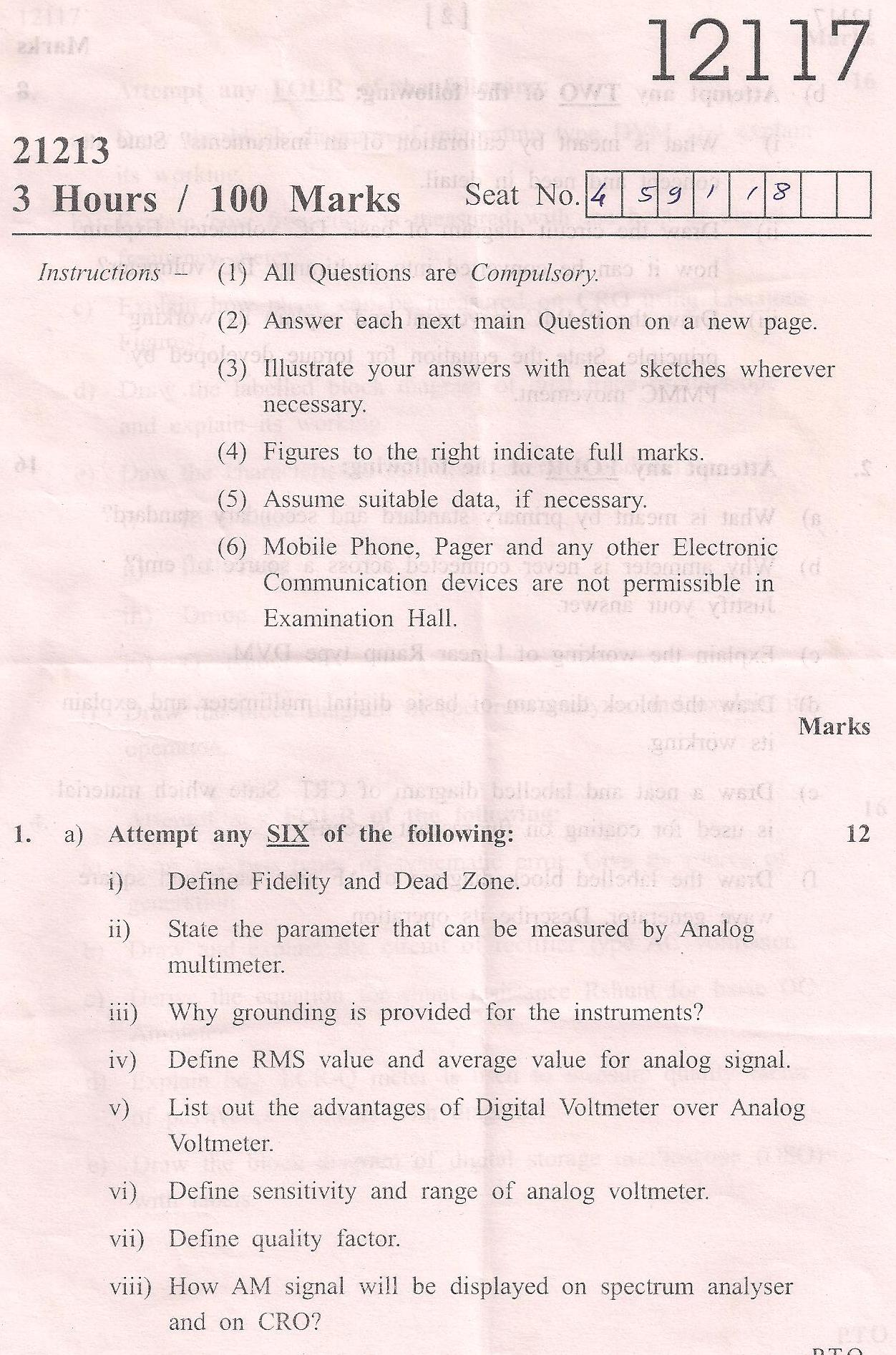 Maharashtra State Board of Technical Education MSBTE Question paper for ... Maharashtra State Board of Technical Education MSBTE Question paper for ...